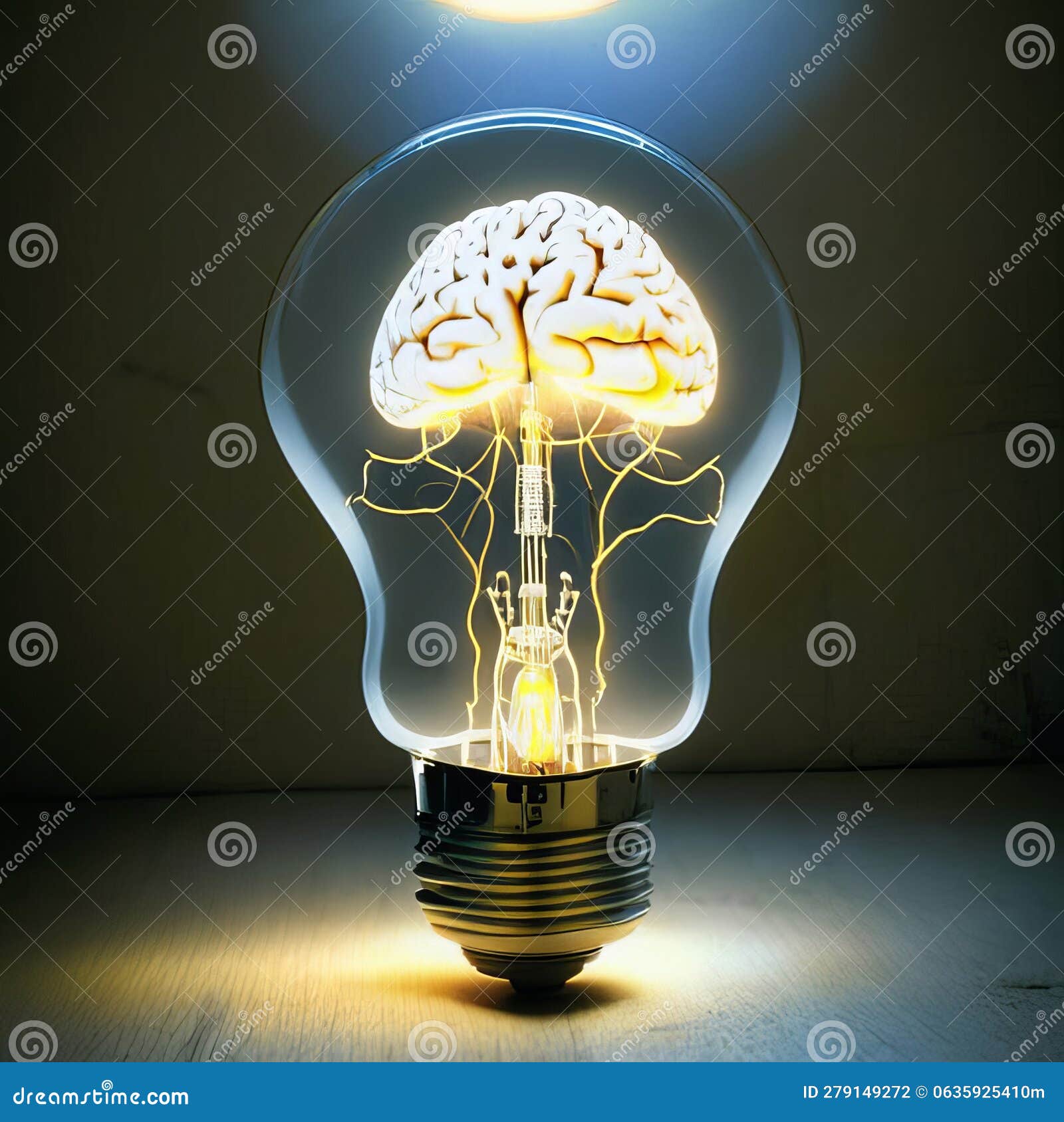 Glowing Brain Inside a Light Bulb. Stock Illustration - Illustration of ...