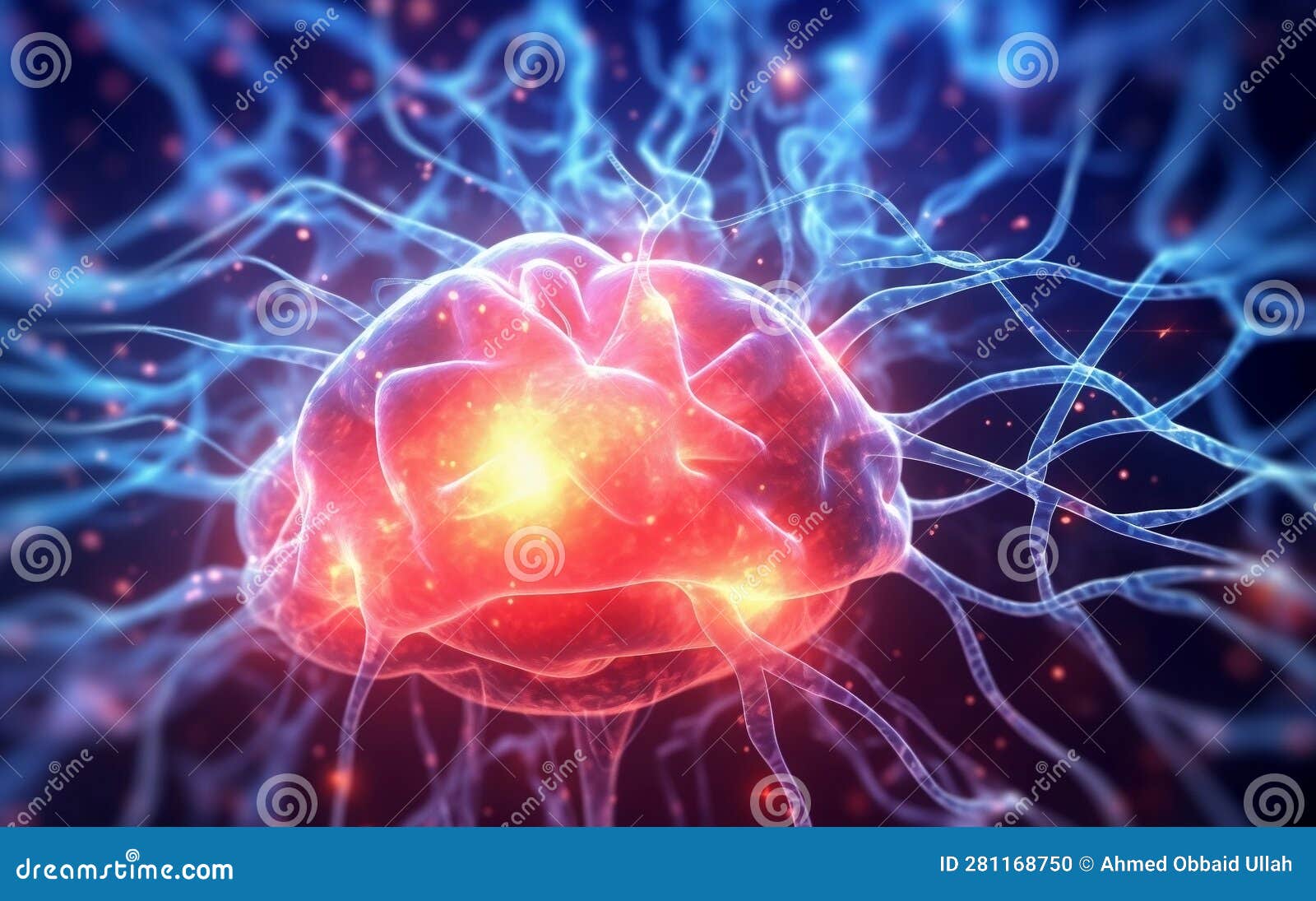Glowing Brain with Neural Connections - Illuminated Intelligence and ...