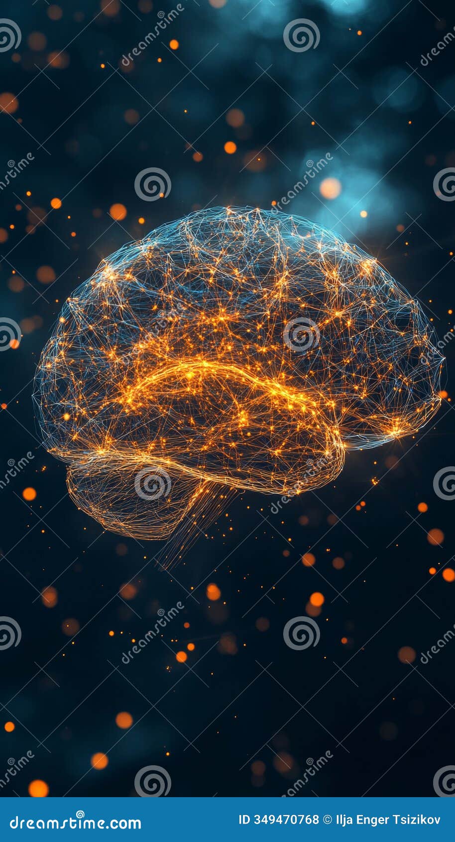 Glowing Brain Neurons Representing Artificial Intelligence, Neural ...