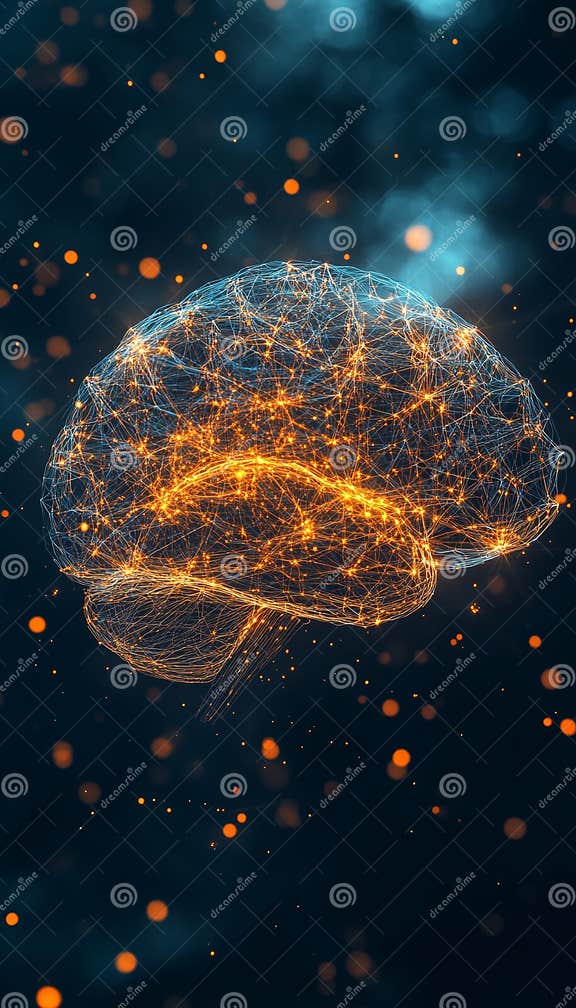 Glowing Brain Neurons Representing Artificial Intelligence, Neural ...