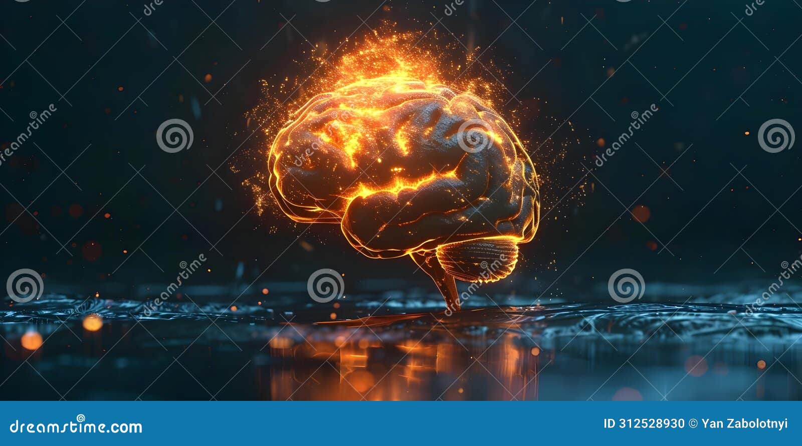 A Glowing Brain Symbolizing Complex Cognitive Functions in Darkness ...