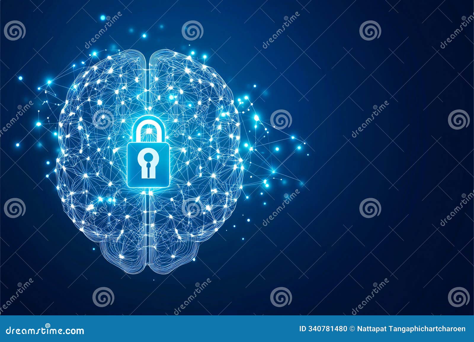 A Glowing Brain with a Virtual Lock Inside Symbolizes the Importance of ...