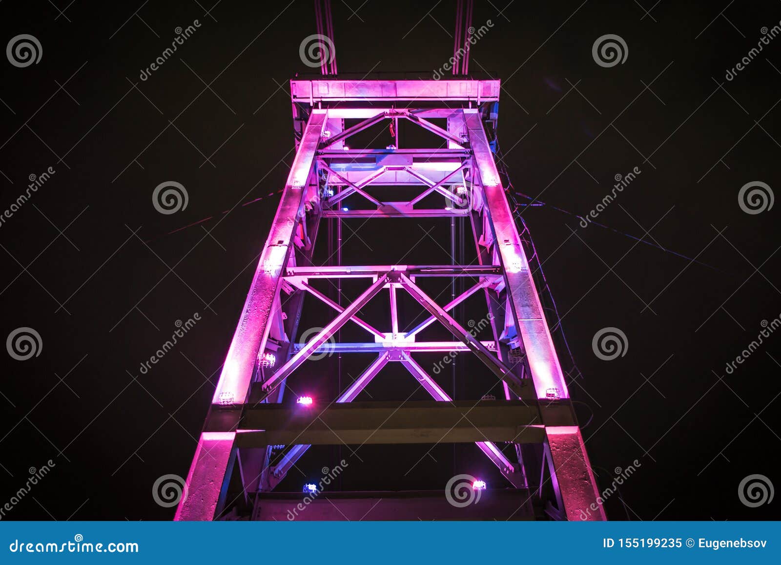 Glowing Bridge Pylon at Night Stock Image - Image of beautiful ...