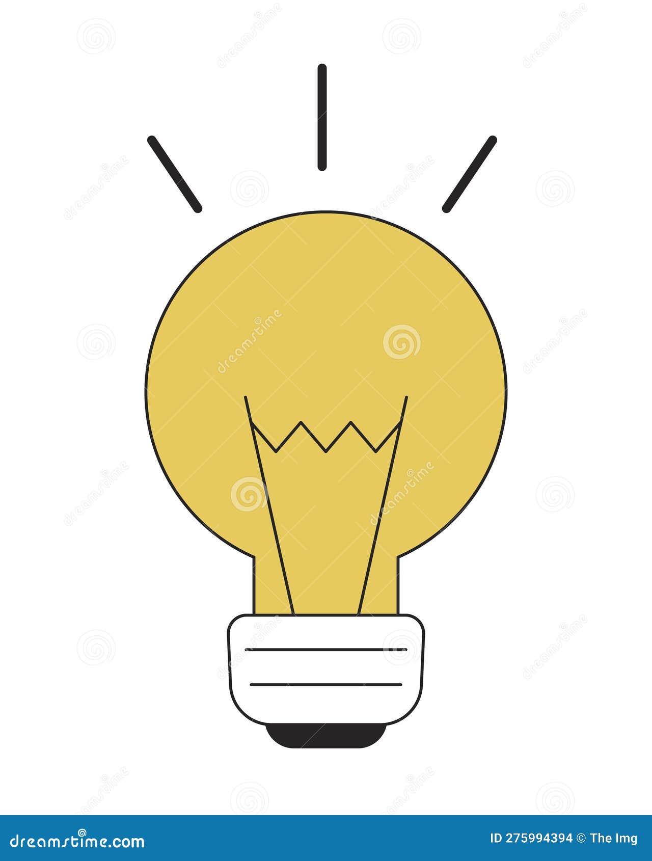 Glowing Bright Light Bulb Flat Line Color Vector Object Stock Vector ...