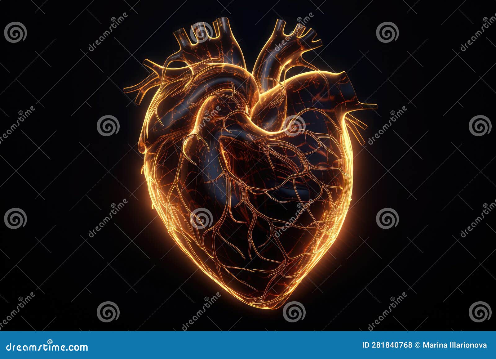 Glowing Bright Magic Human Heart Concept Art. Generative AI Stock ...