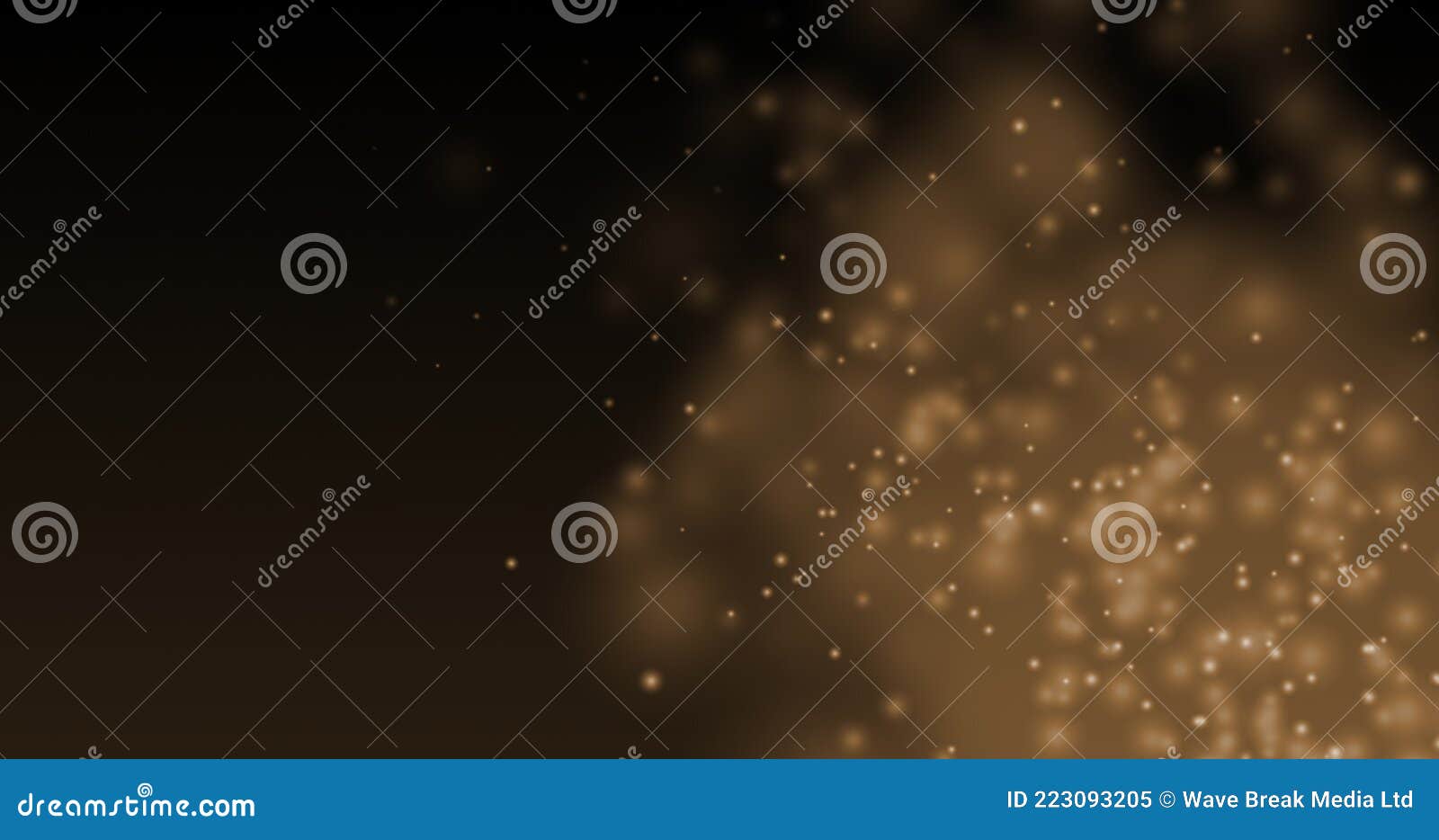 Glowing Brown Particles Effervescing on a Dark Background Stock ...