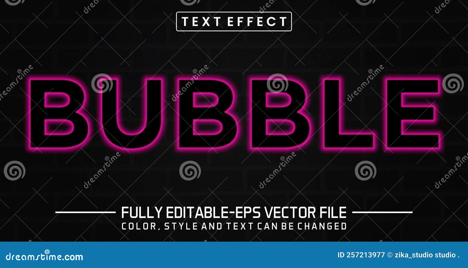Glowing Bubble Neon Light, Editable Graphic Style Text Effect Stock Vector - Illustration of ...