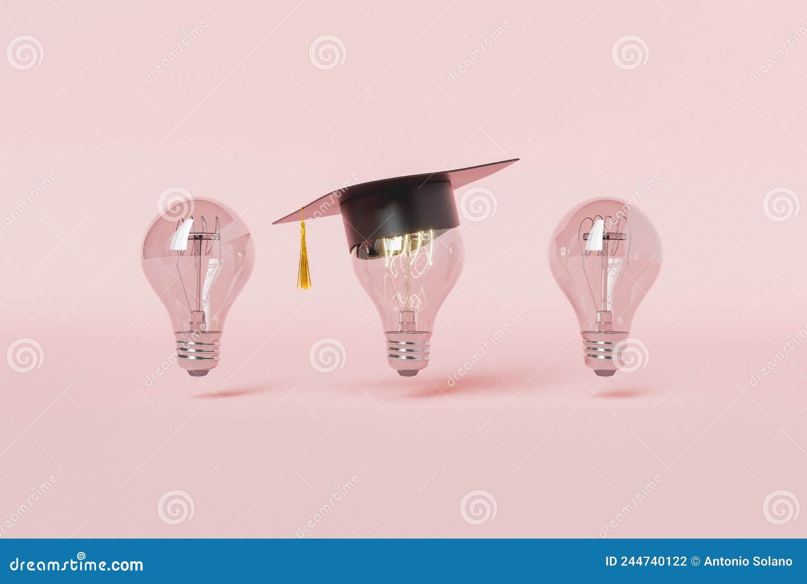 Glowing Bulb in Graduation Cap between Turned Off Stock Illustration ...