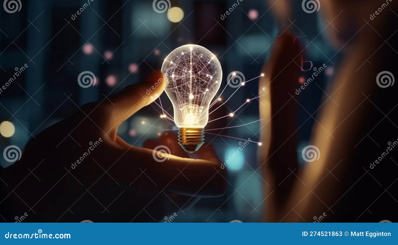 Glowing Bulb with Network Connection Concept Stock Illustration ...