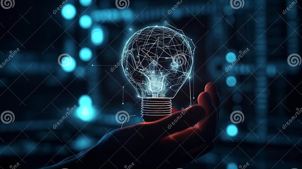 Glowing Bulb with Network Connection Concept Stock Illustration ...