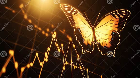 Glowing Butterfly on Digital Growth Chart Concept Stock Photo - Image ...