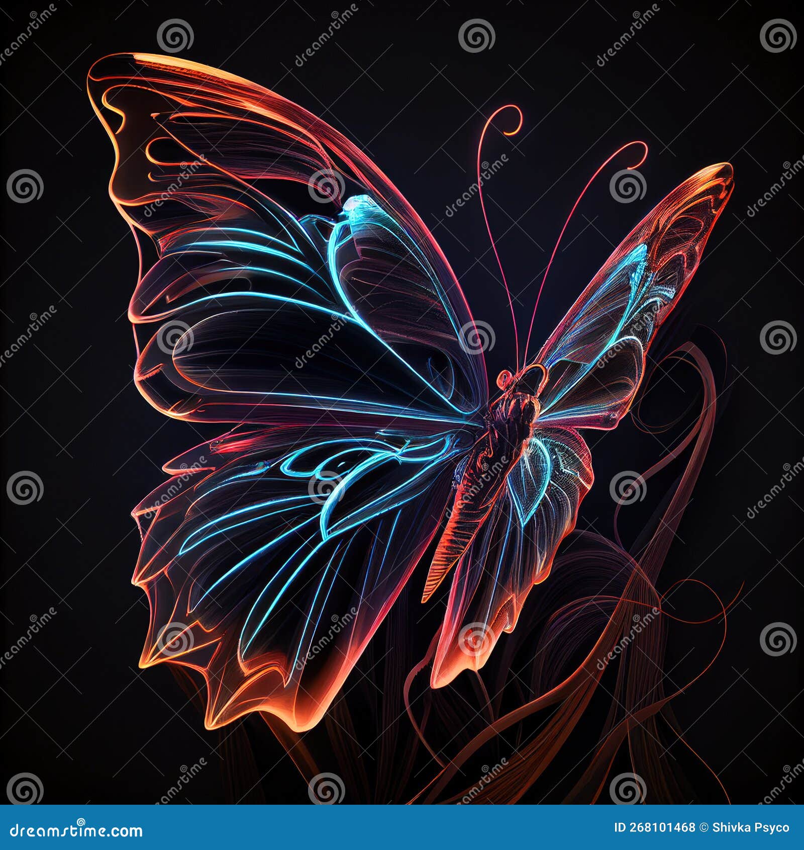 Glowing Butterfly Image Generative AI Stock Illustration - Illustration ...