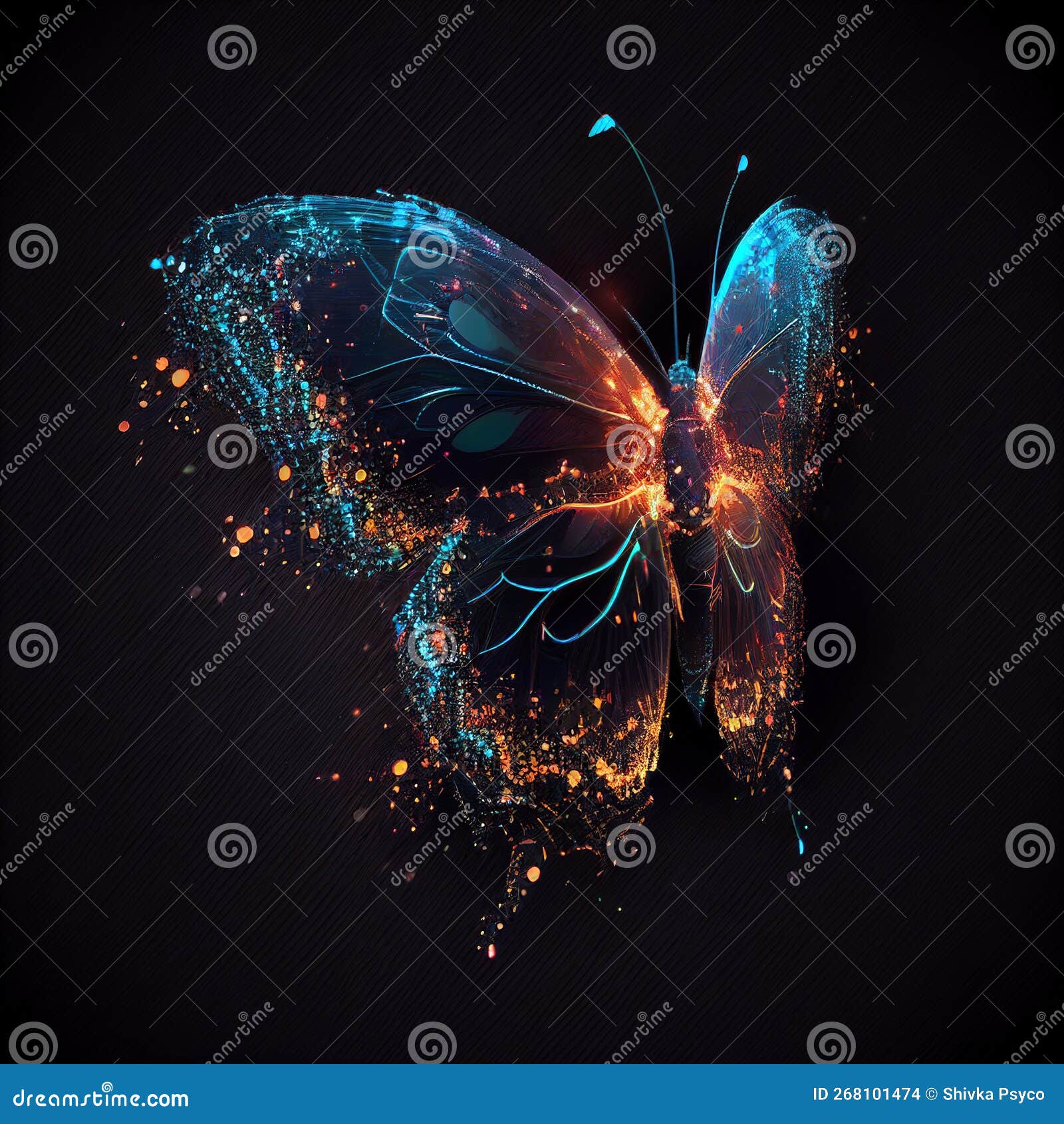 Glowing Butterfly with Particles Image Generative AI Stock Illustration ...