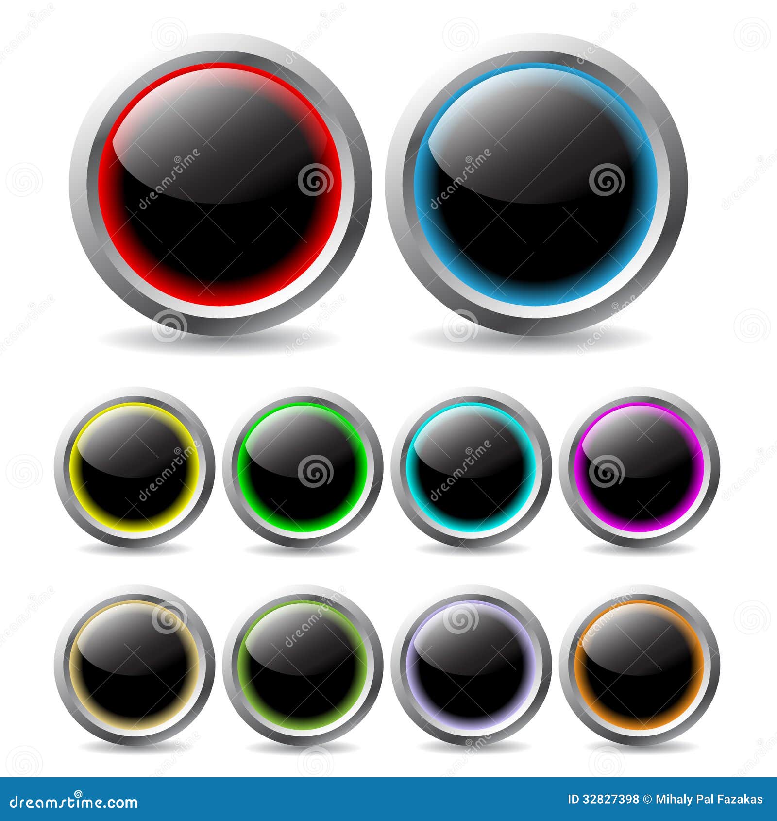 Glowing buttons stock vector. Illustration of buttons - 32827398