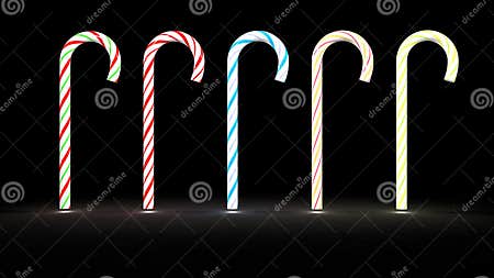 Glowing candy cane row stock illustration. Illustration of dessert ...