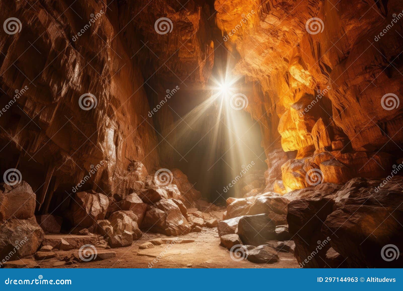 A glowing cave interior stock image. Image of generated - 297144963