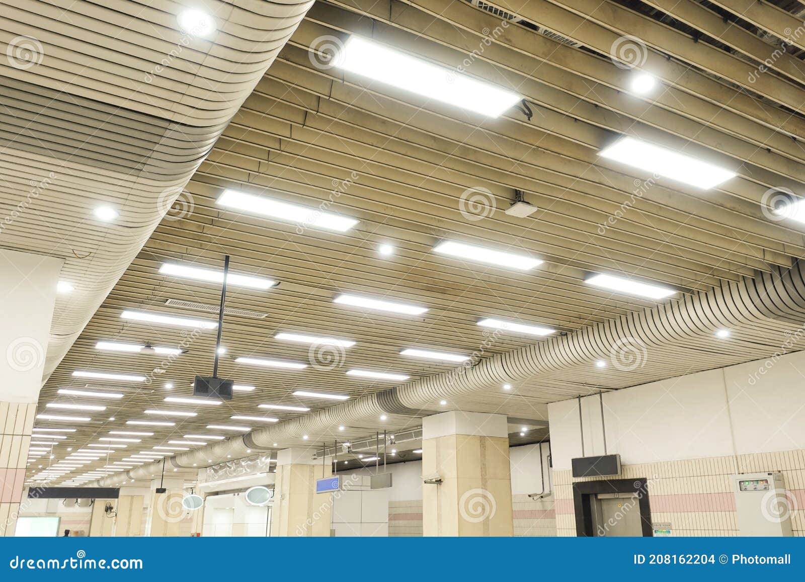 Modern Building Corridor Ceiling Lamp Panel Light Stock Photo - Image ...