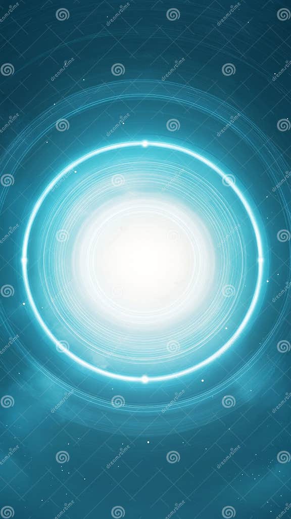 Glowing Celestial Light with Circular Patterns in Space Stock Image ...
