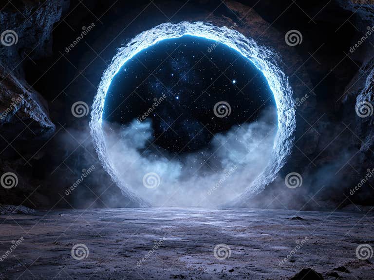 Glowing Celestial Sphere in Dark Cave Stock Illustration - Illustration ...