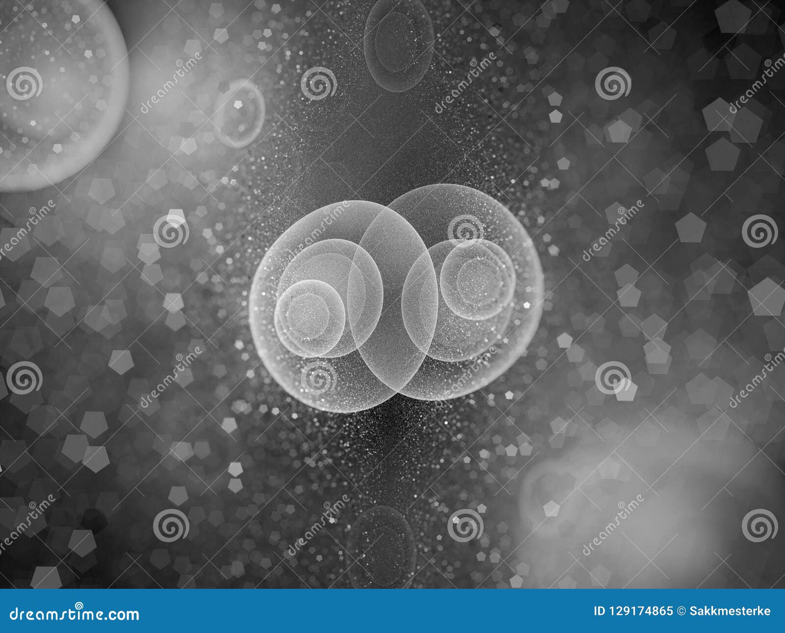 Glowing Cell Mitosis Fractal Black and White Stock Illustration ...