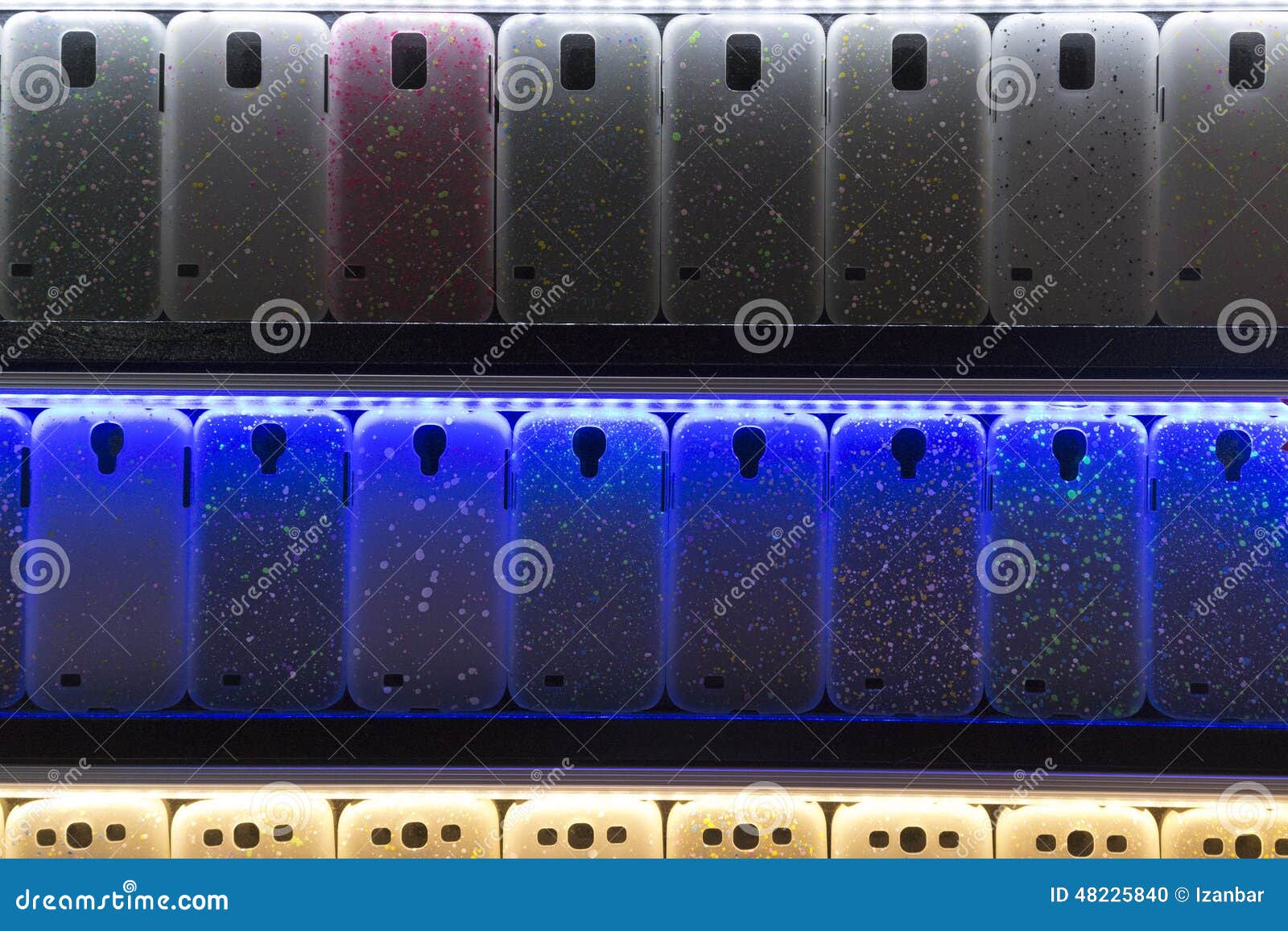 Glowing Cellular Phone Covers Stock Photo - Image of protector ...