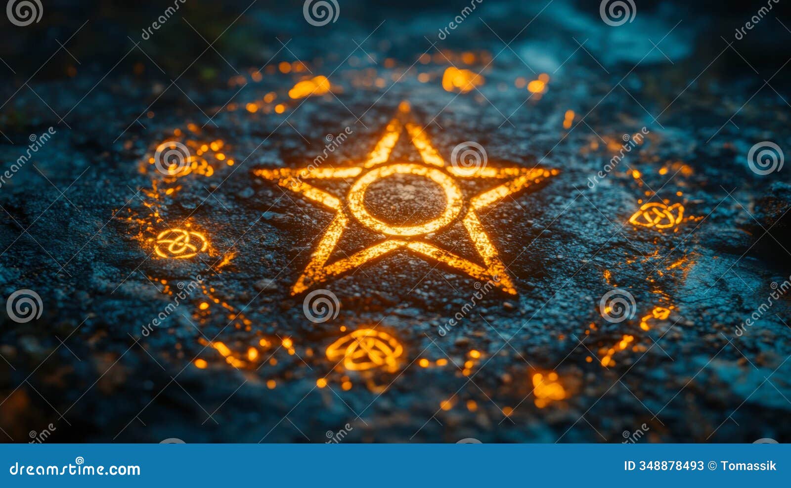 Glowing Celtic Symbol with Star Surrounded by Mystical Patterns on ...