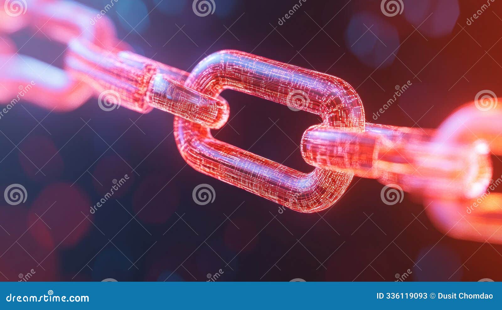 A Glowing Chain Link Symbolizes Security and Connection in Digital ...