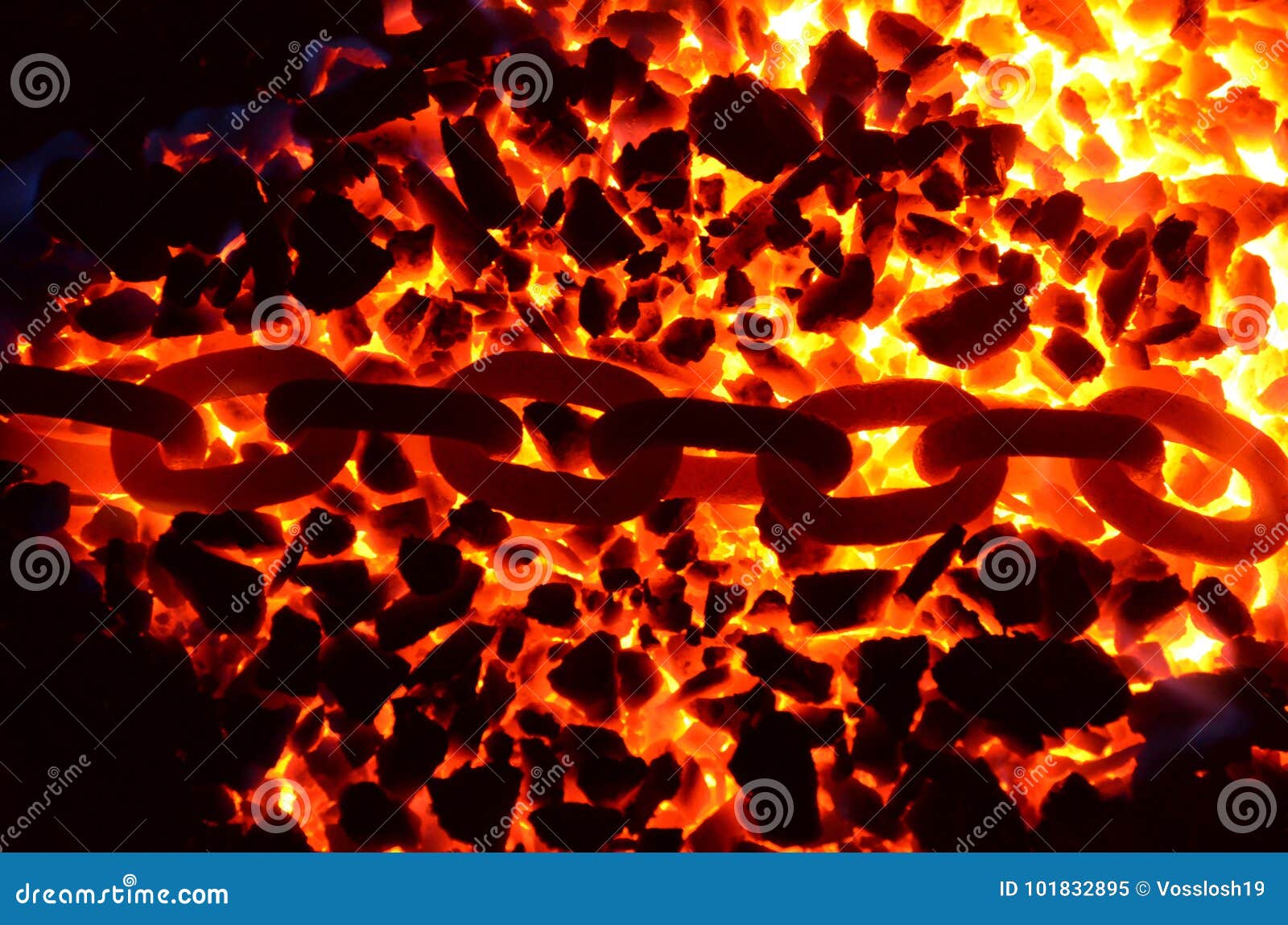 The glowing chain. stock image. Image of forge, burning - 101832895