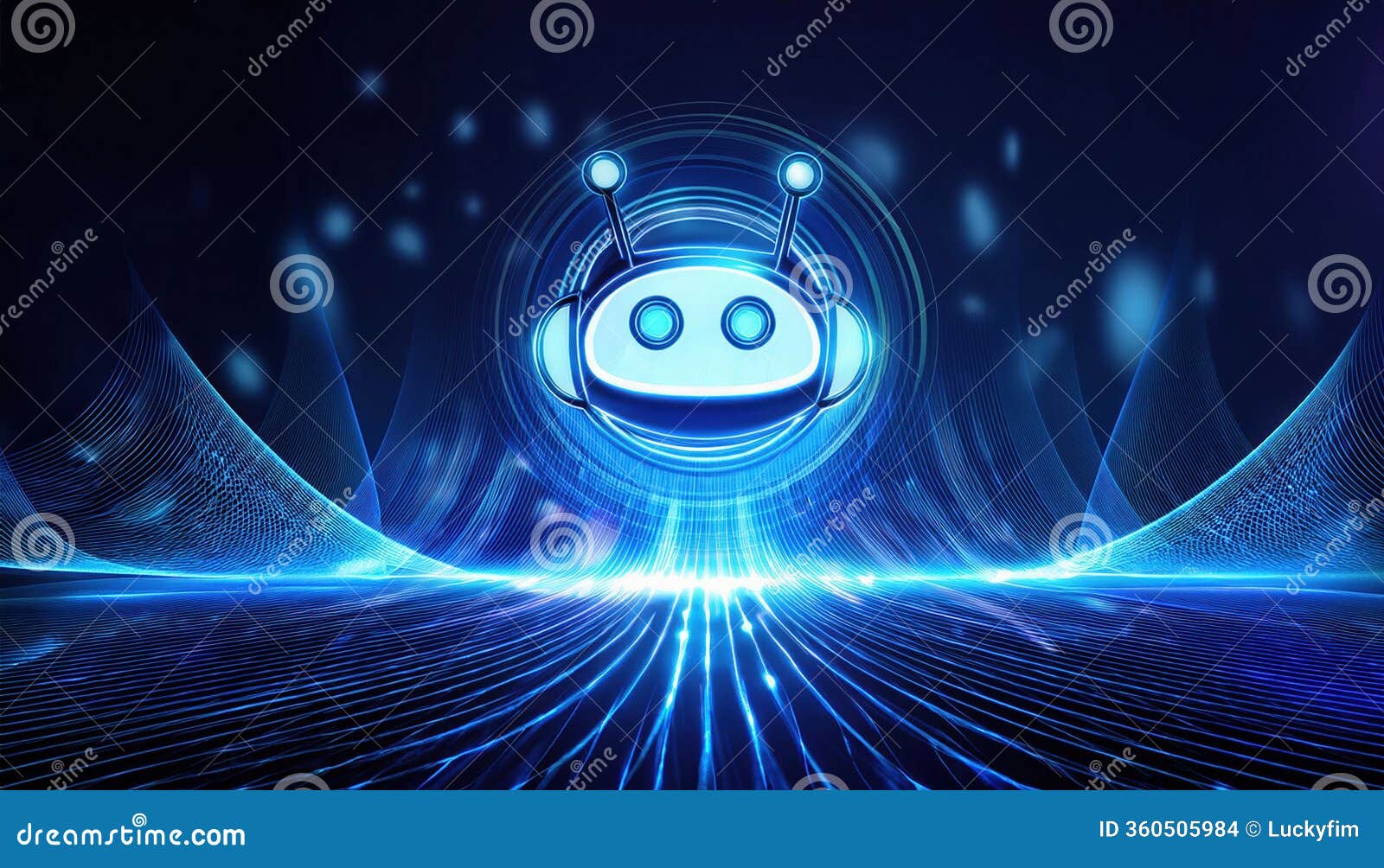 Glowing Chatbot Icon in Futuristic Digital Environment with Dynamic ...
