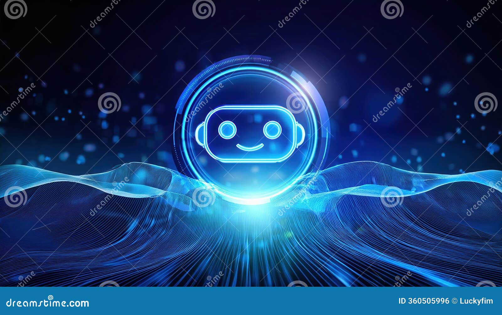 Glowing Chatbot Icon in Futuristic Digital Environment with Dynamic ...