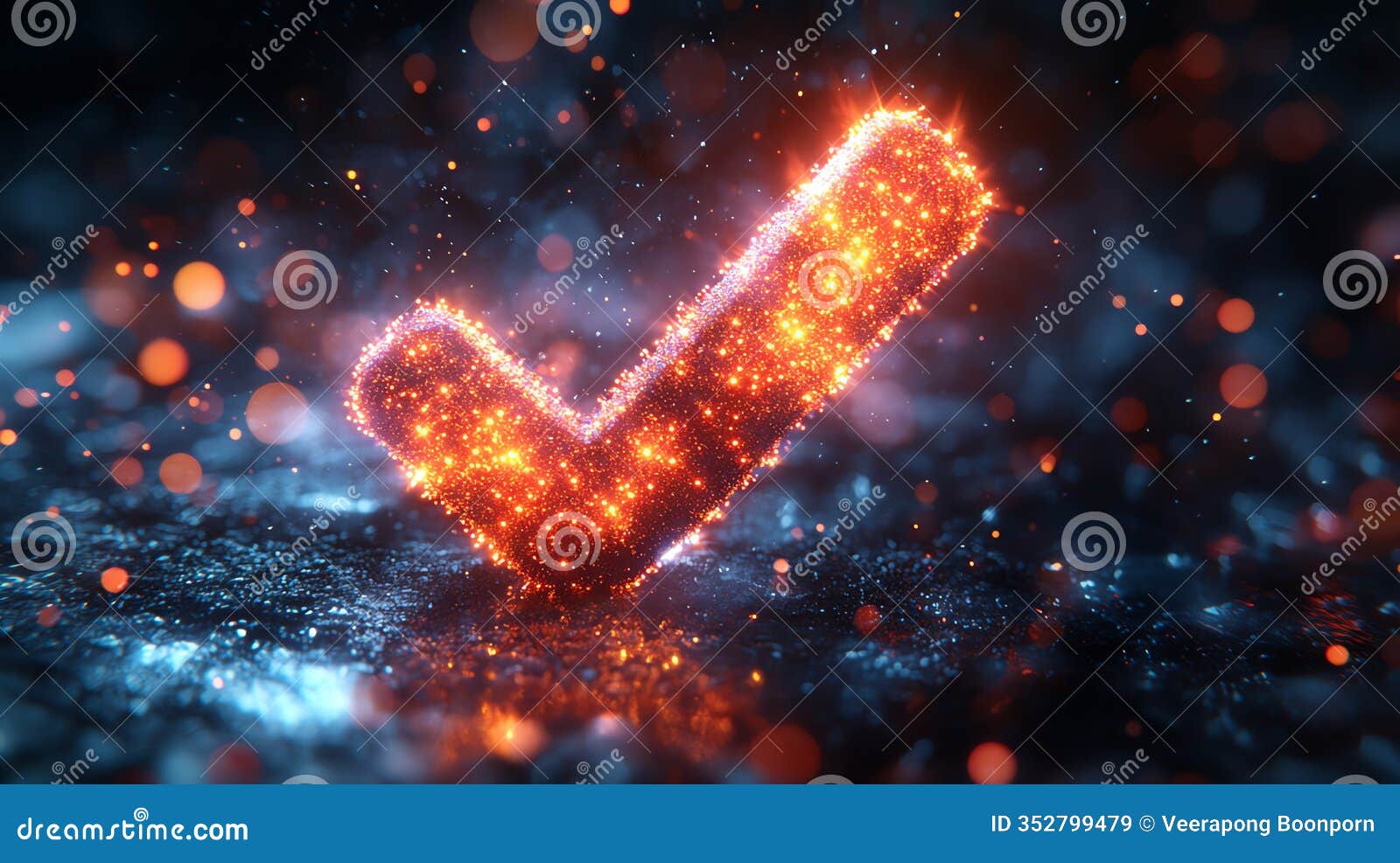 A Glowing Checkmark Symbol Representing Approval and Success in a ...