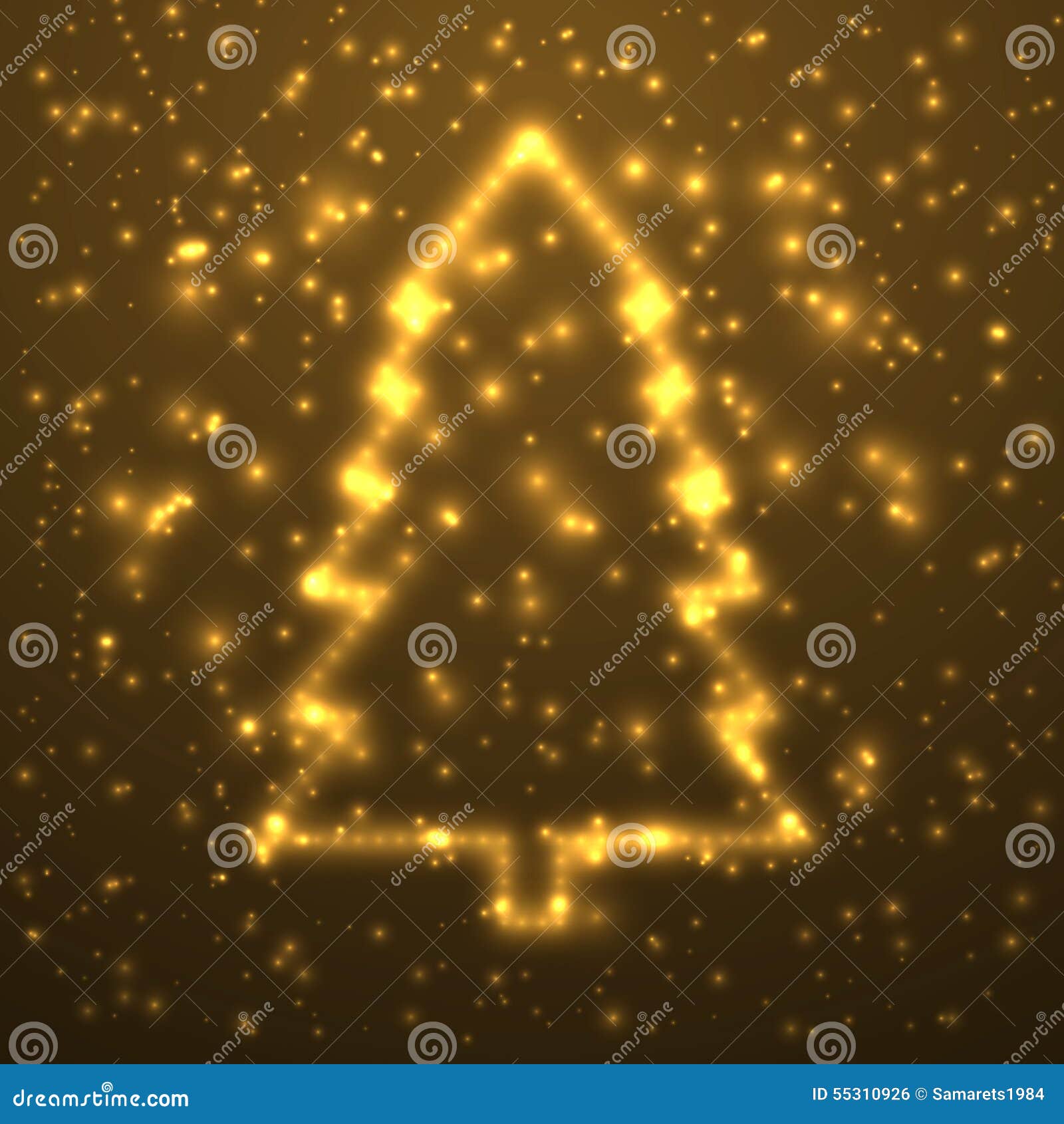 Glowing christmas tree. stock vector. Illustration of realistic - 55310926