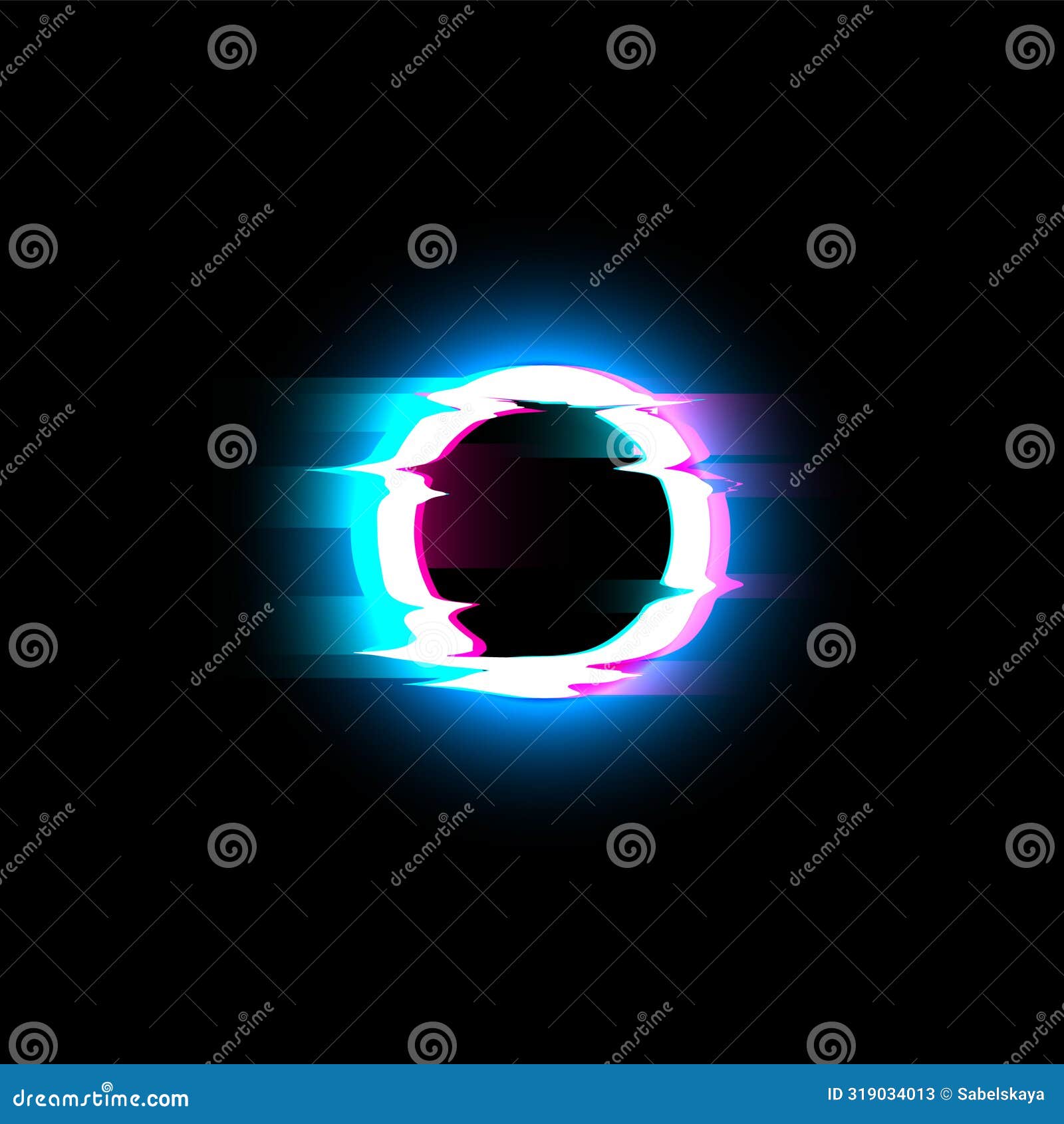 Glowing Circle with Glitch and Digital Noise Effect, Vector Round ...