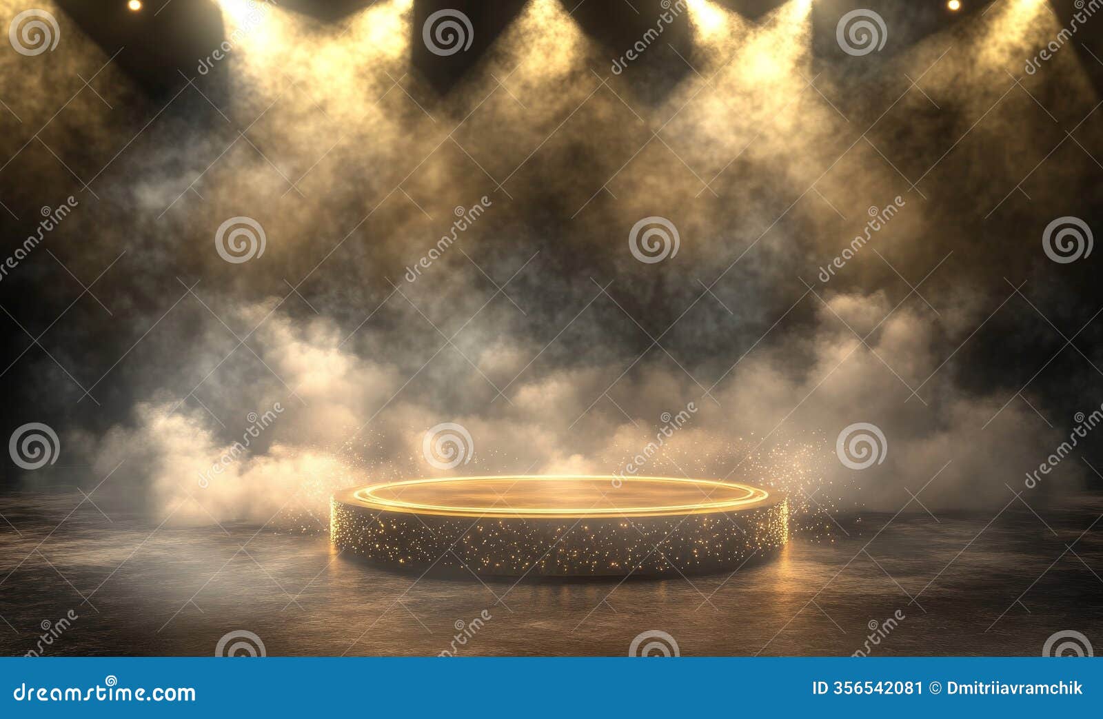 Circle Platform Podium On Elegant Black And Champagne Color Background ...