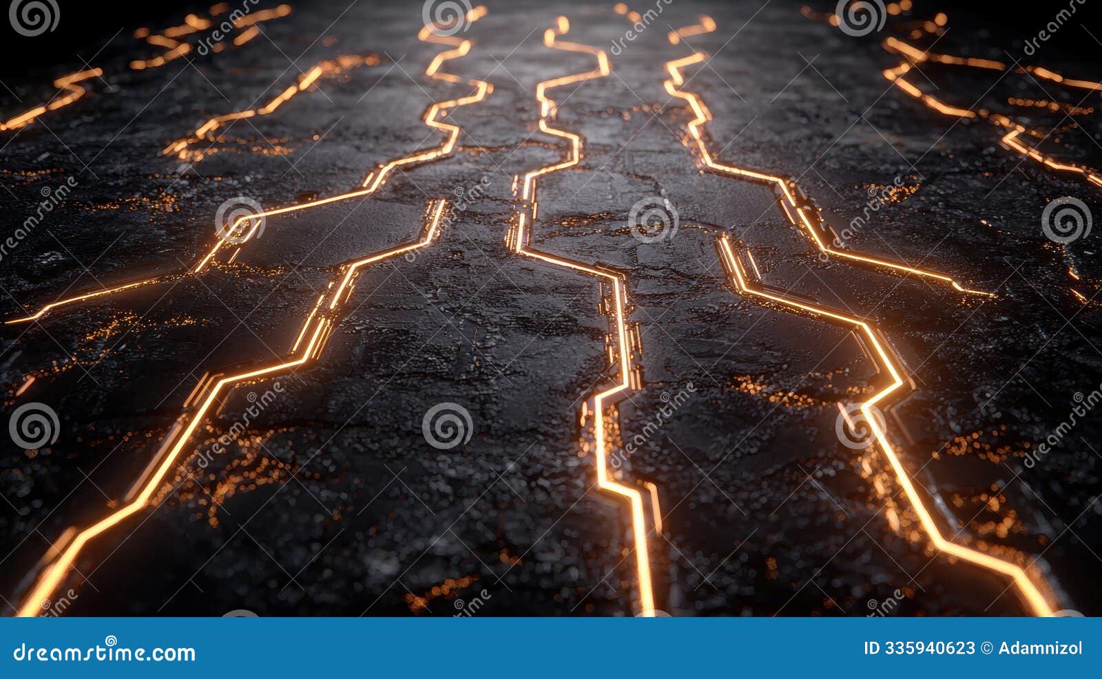 Glowing Circuit Board Pattern on Dark Surface Stock Illustration ...