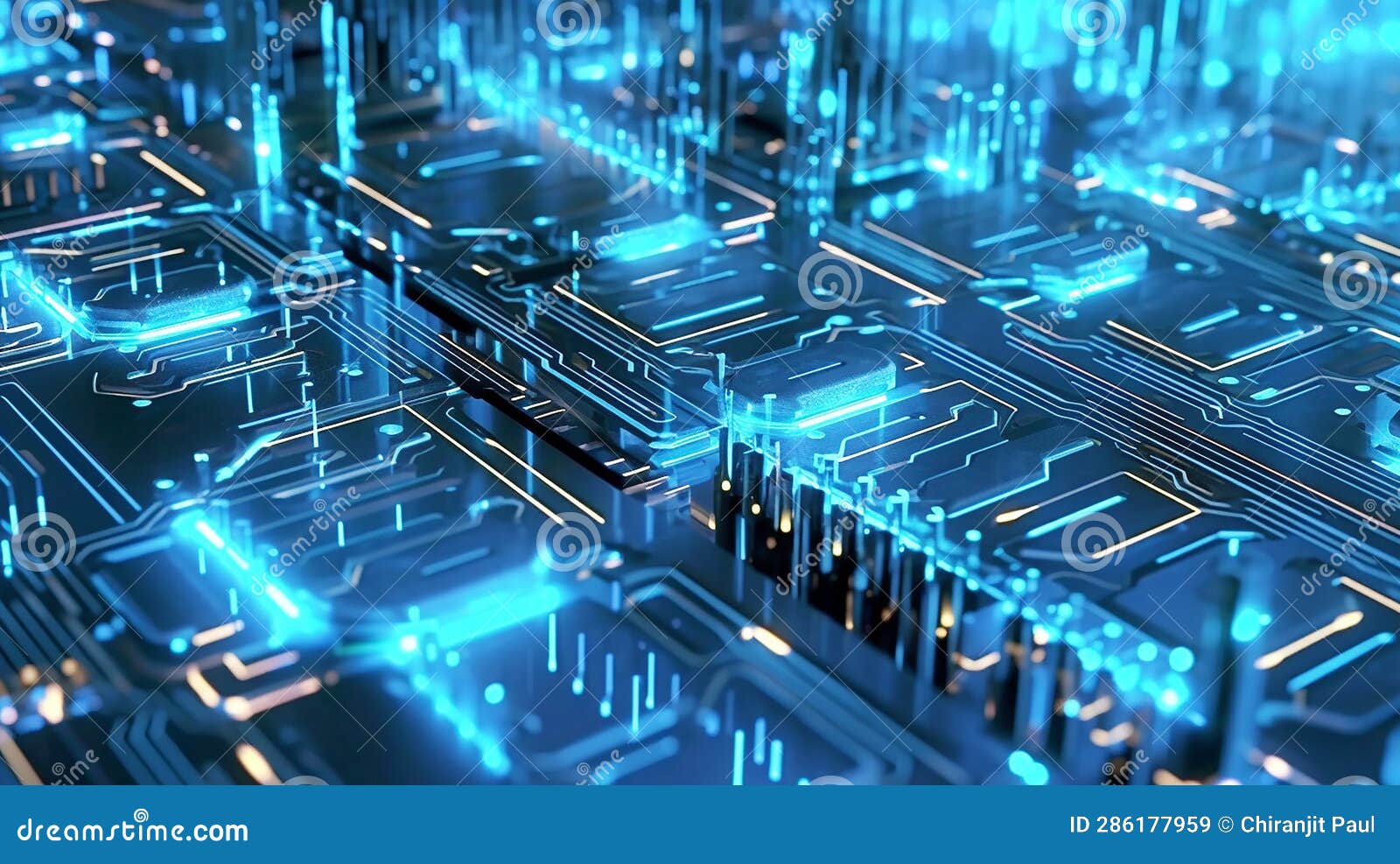 Glowing Circuit Boards in a Row Futuristic Technology Stock ... Glowing Circuit Boards in a Row Futuristic Technology Stock ...