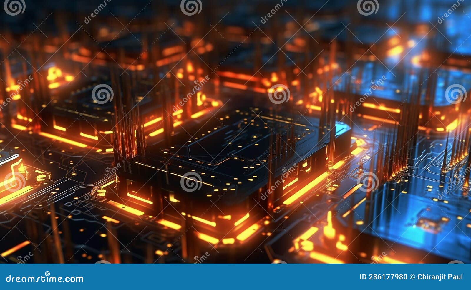 Glowing Circuit Boards in a Row Futuristic Technology Stock ... Glowing Circuit Boards in a Row Futuristic Technology Stock ...