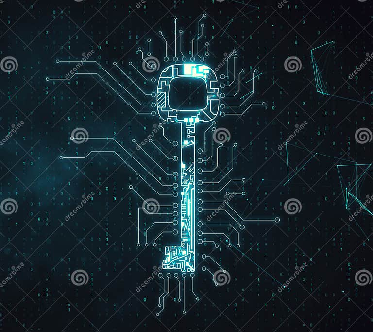 Glowing Circuit Digital Key Stock Illustration - Illustration of ...