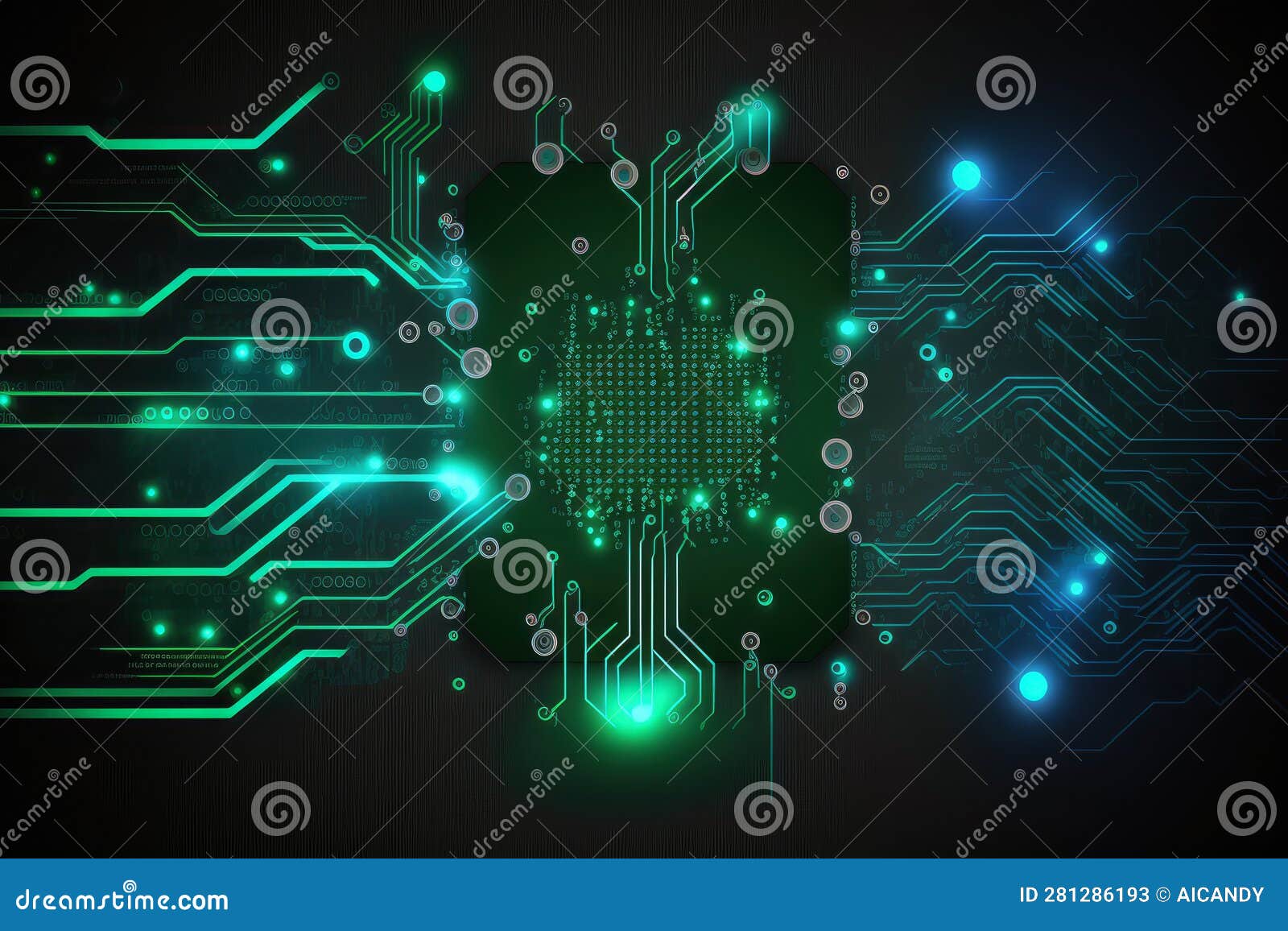Glowing Circuit Technology Abstract Background with a Circuit Design in ...