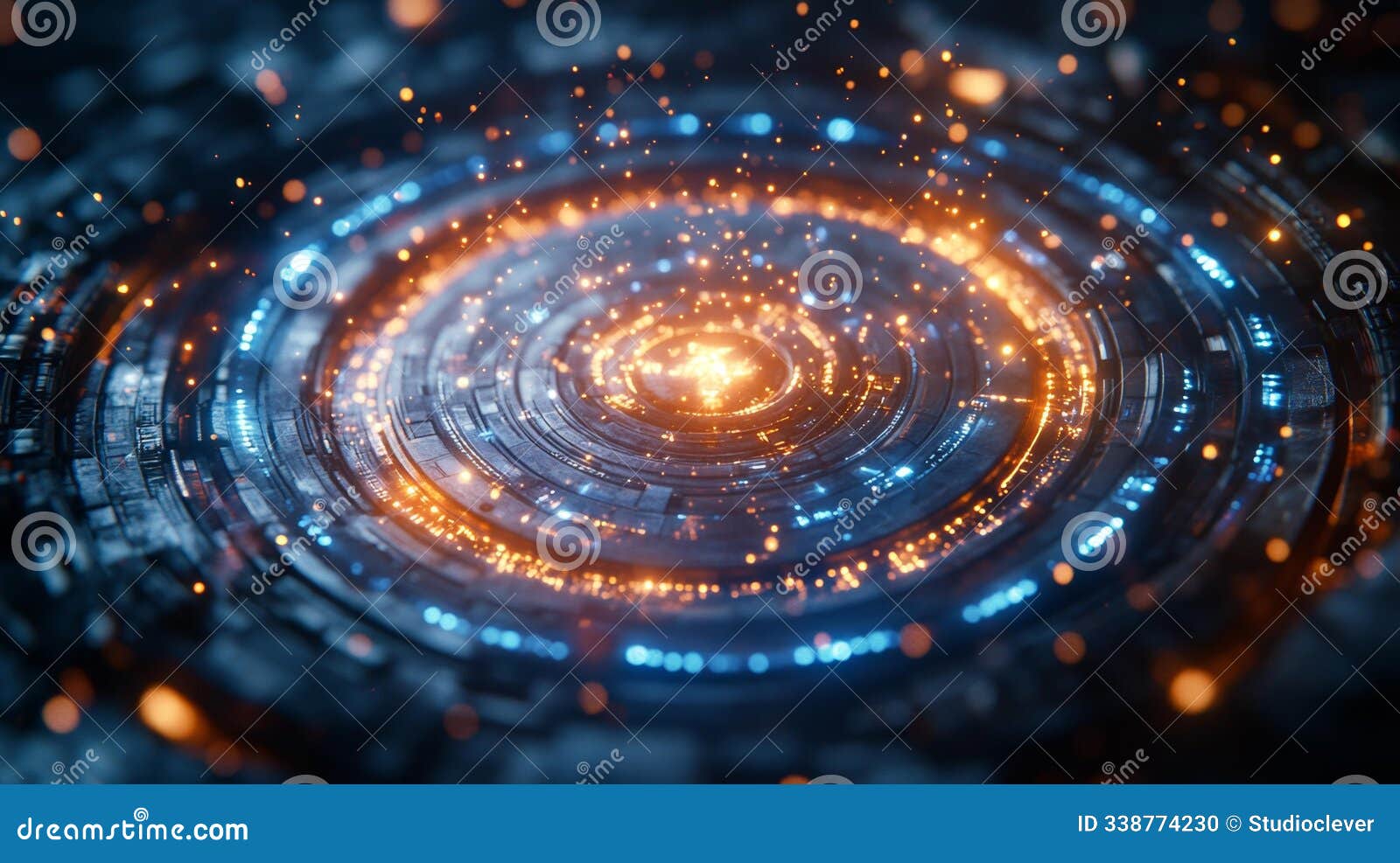 Futuristic Glowing Circular Tech Interface Generative AI Stock ...