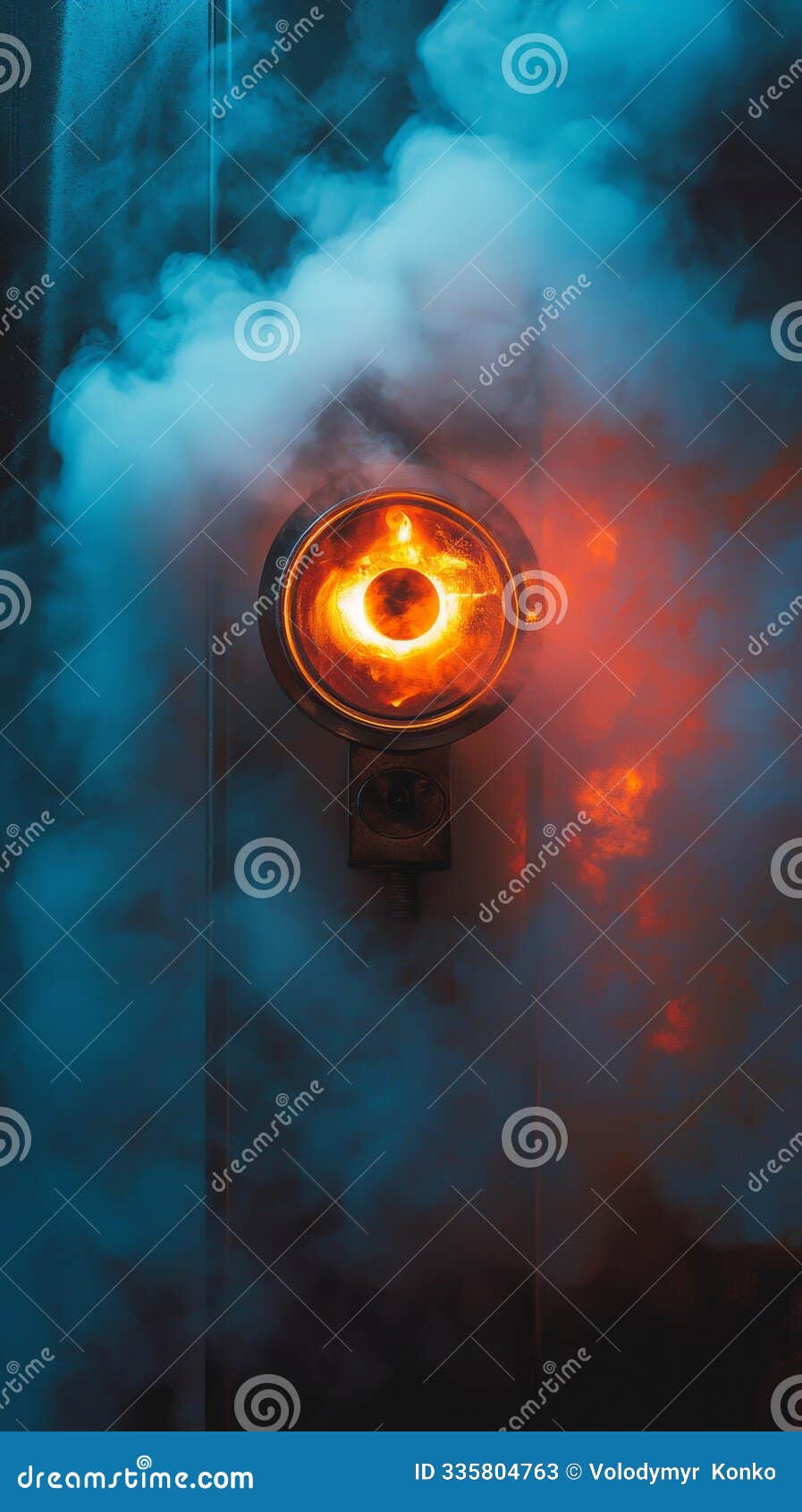 Glowing Circular Light Surrounded by Mist and Smoke Stock Image - Image ...
