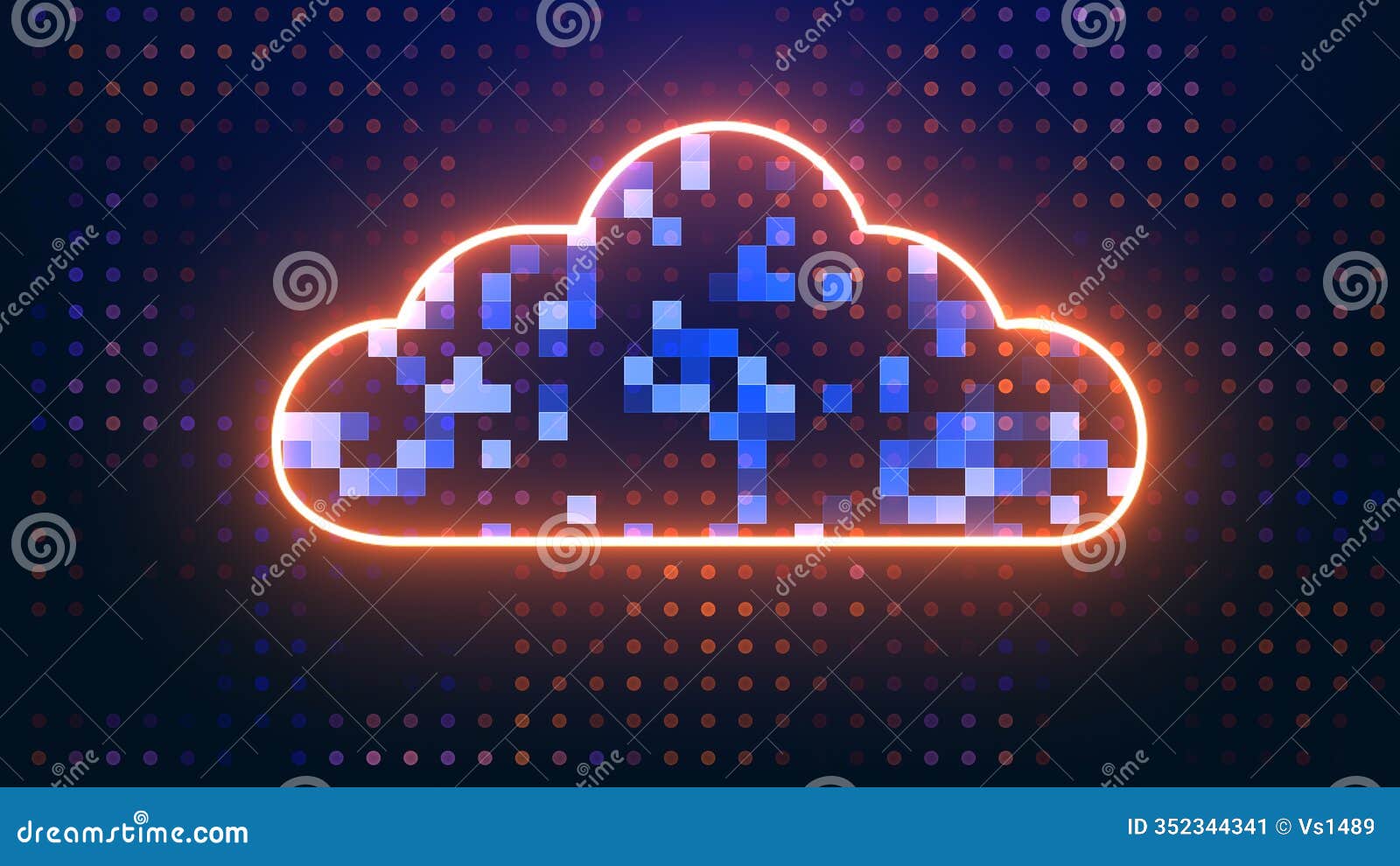 Glowing Cloud Technology. Integrated Digital Web Concept Background ...