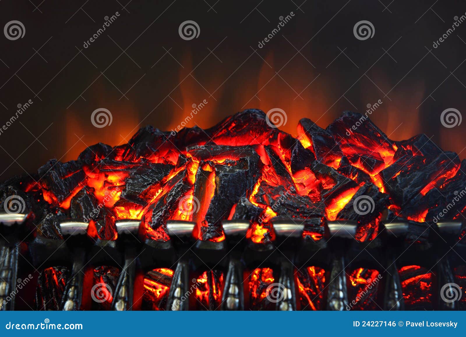 Glowing Coals and Fire Flames in Fireplace Stock Photo - Image of ...