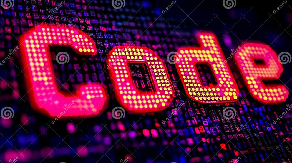 Glowing Code Sign Representing Programming and Software Development ...