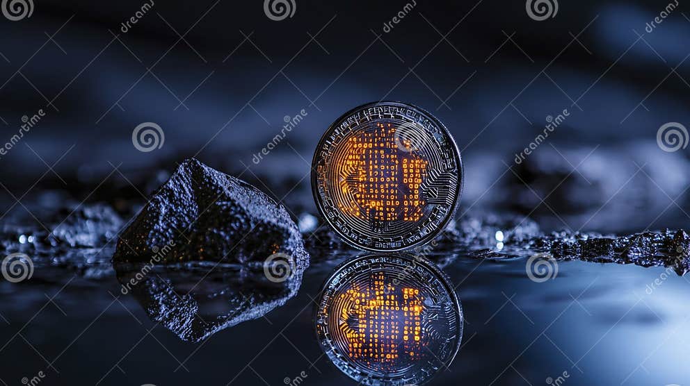 Illuminated Digital Coin Display Underwater Environment Photography ...