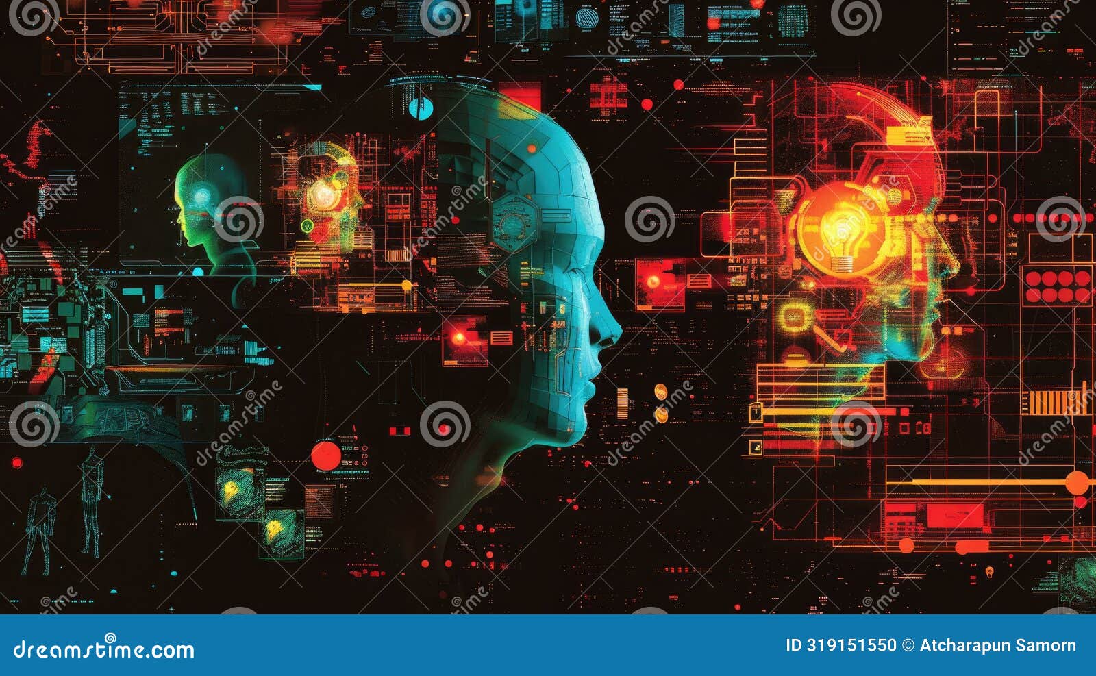 A Glowing Collage of Various Iconic Ai Generated Artwork on a Black ...