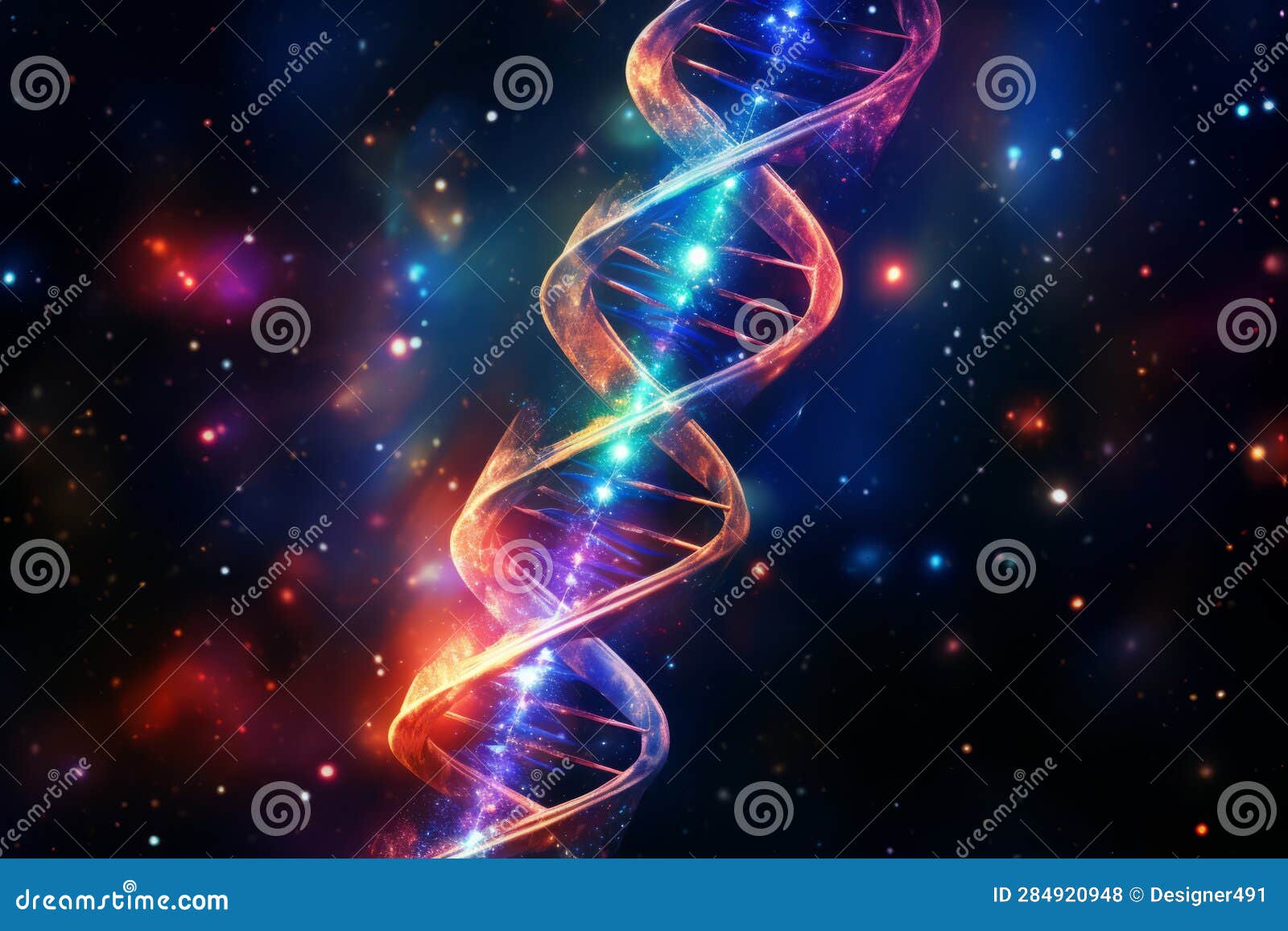 Glowing Colored Genome Dna Structure on the Background of Lights ...