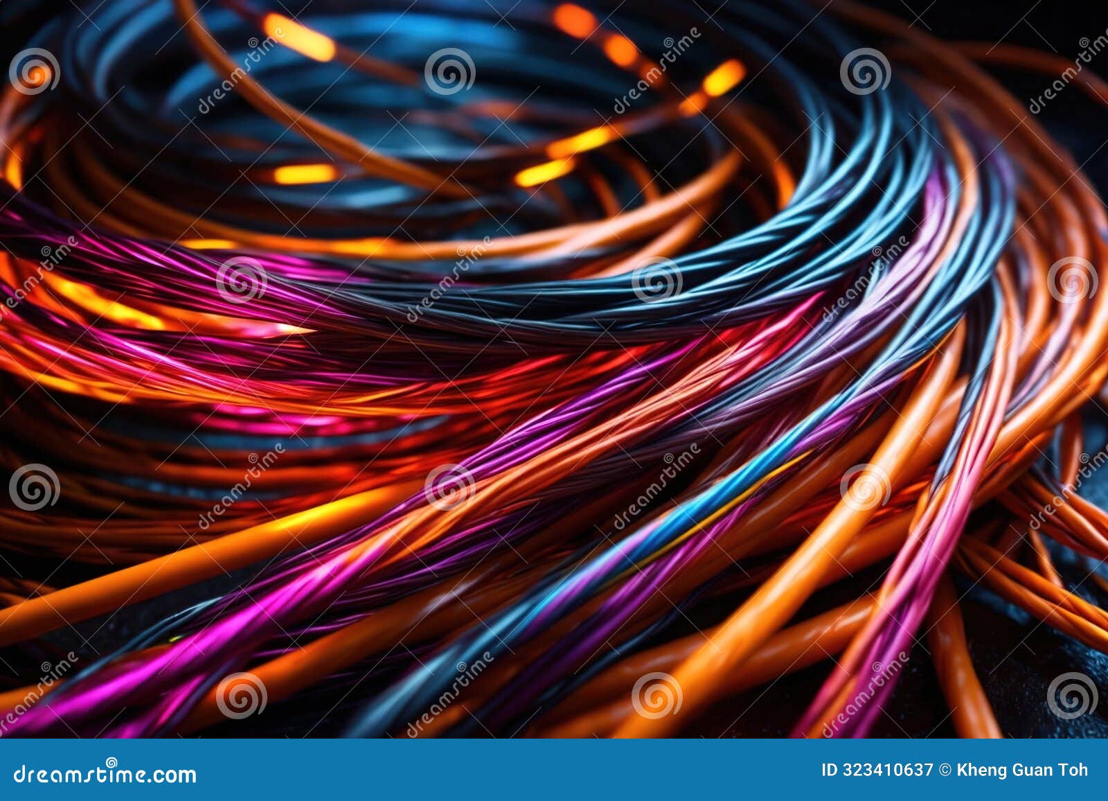 Glowing Colorful Data Communication Cables, ICT Wires for Technology ...