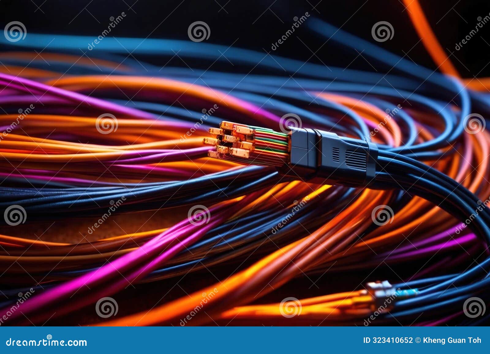 Glowing Colorful Data Communication Cables, ICT Wires for Technology ...