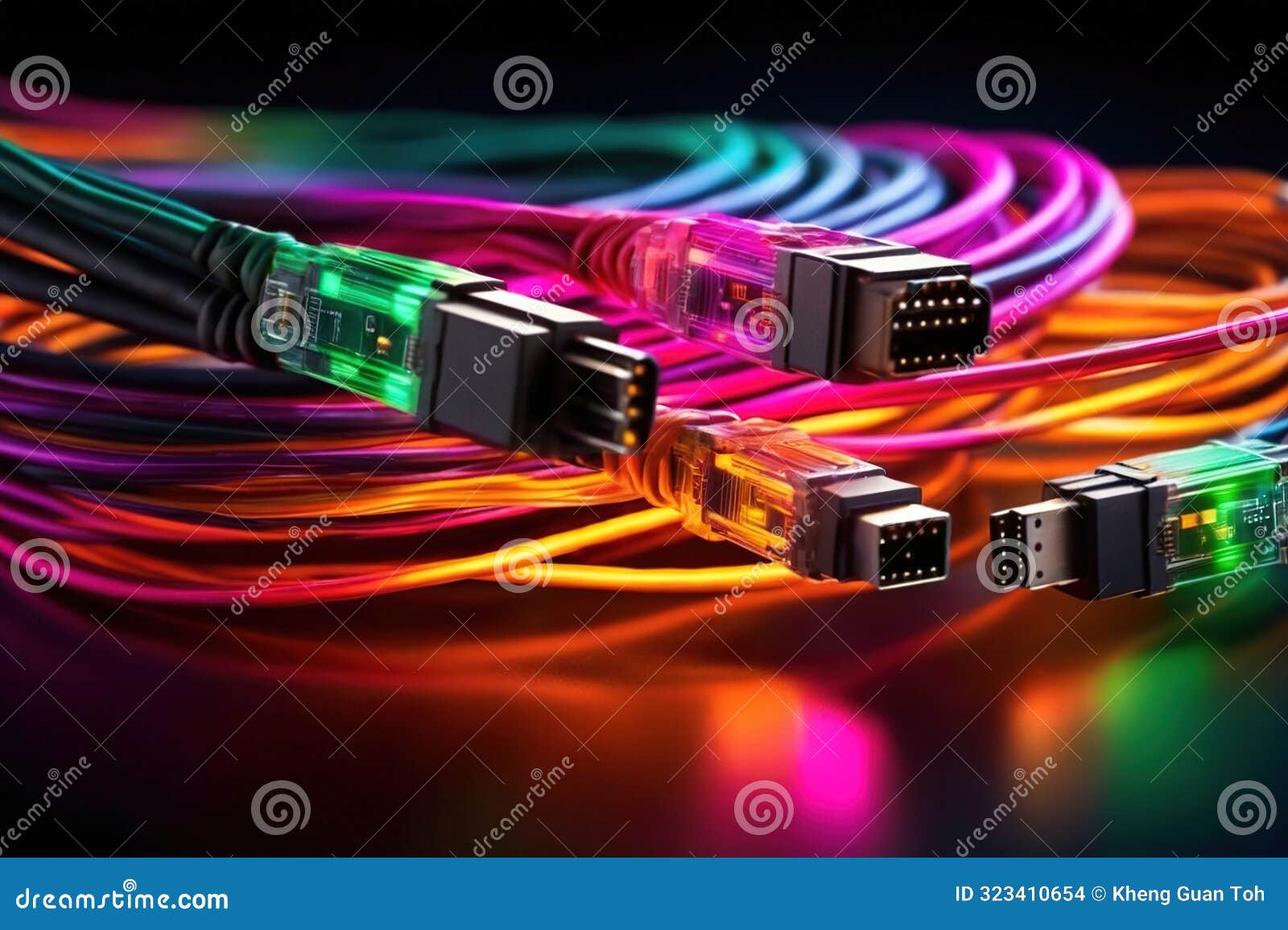 Glowing Colorful Data Communication Cables, ICT Wires for Technology ...